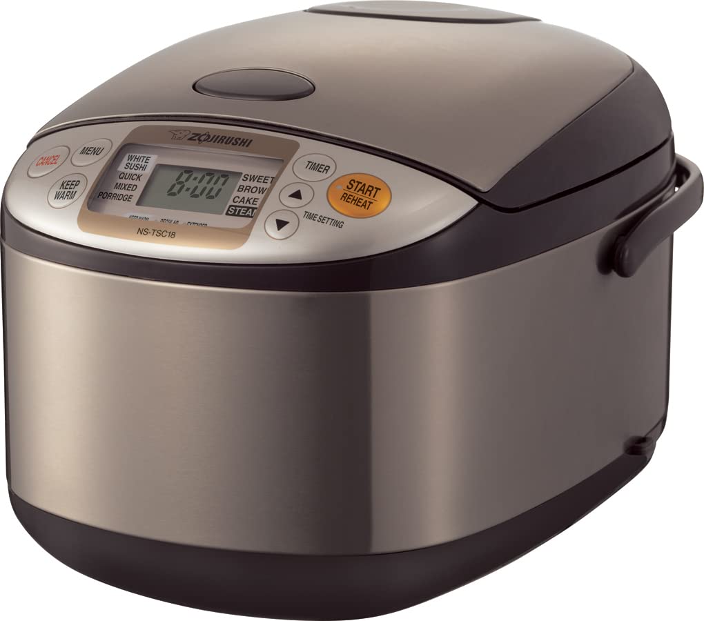Zojirushi Micom Rice Cooker and Warmer (10-Cup/Stainless Brown) with Rice Washing Bowl, Bamboo Spoon, and Bamboo Spatula Bundle (4 Items)