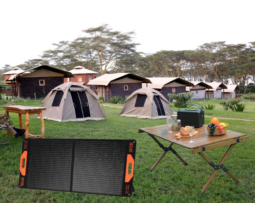 Solar Panel 36V 200W for Power Station Portable Solar Panel with 10 Connectors Waterproof Foldable Mono Solar Cell Solar Charger for Power Bank, Power Supply, Laptop,Phone, Camping, Off Grid Living