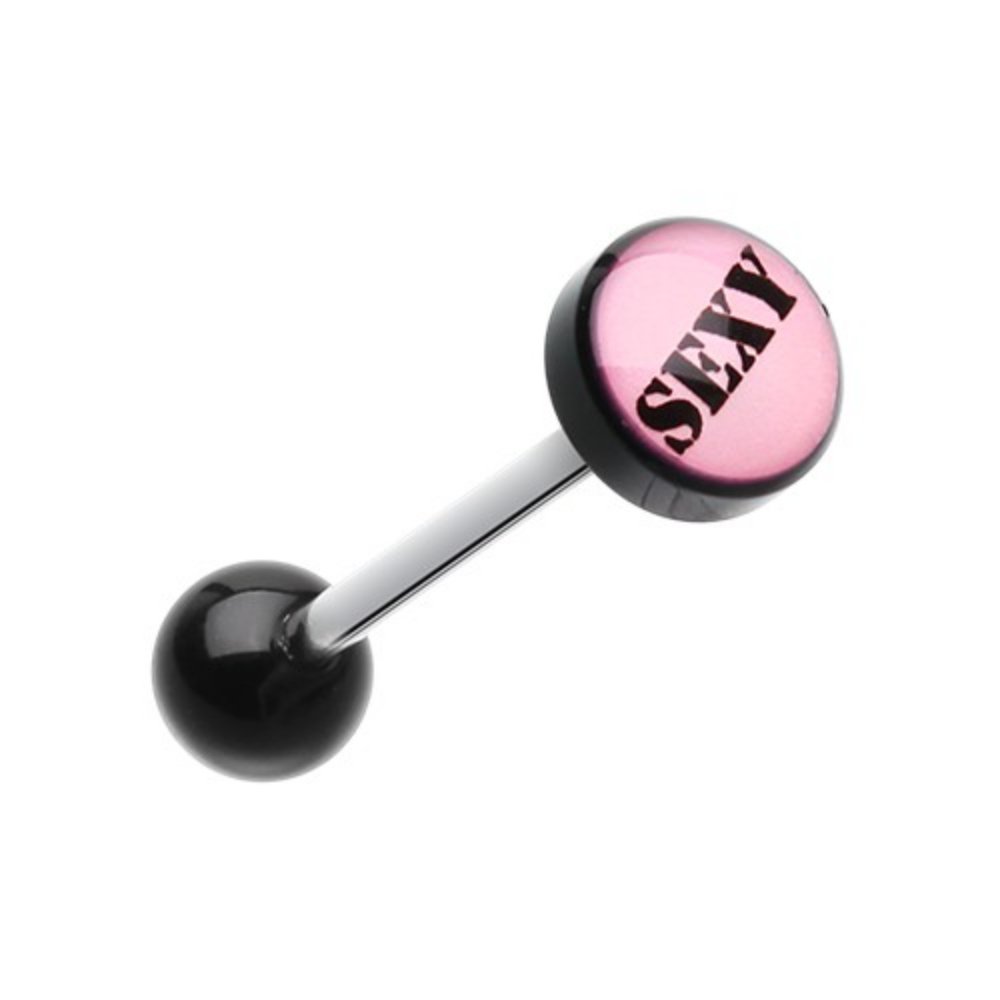 SEXY' Pink Logo Acrylic Barbell WildKlass Tongue Ring