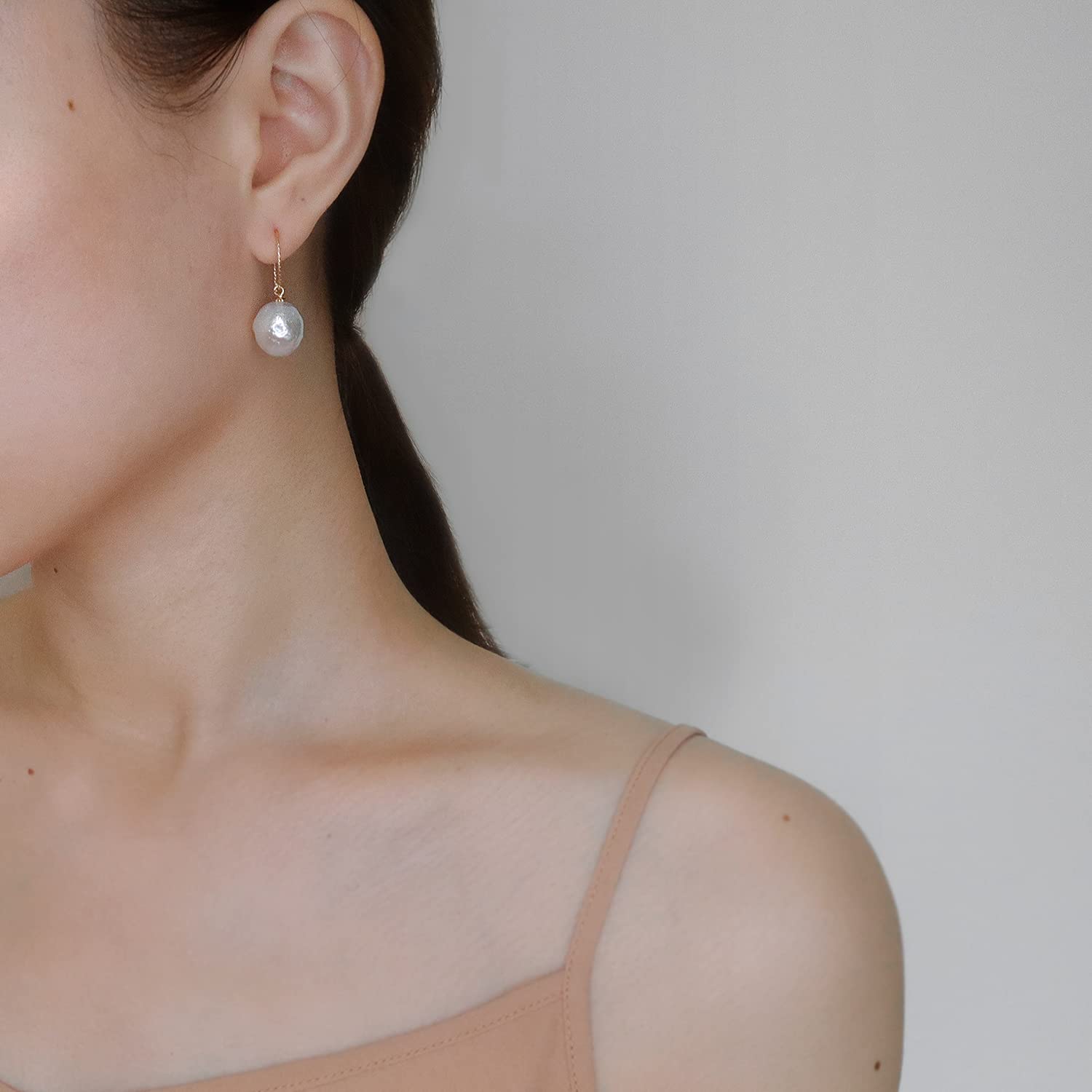 Umico 10-11mm Freshwater Cultured Baroque Pearl Drop Earrings for Women,14K Gold Filled Hooks