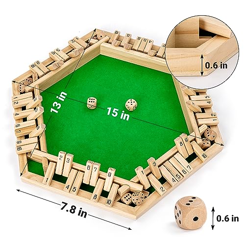 ropoda Shut The Box Game, Upgraded 1-6 Player Wooden Board Games for Adult and Kids, Shut The Box Dice Game -Addition Training, Fun for Family Game Night
