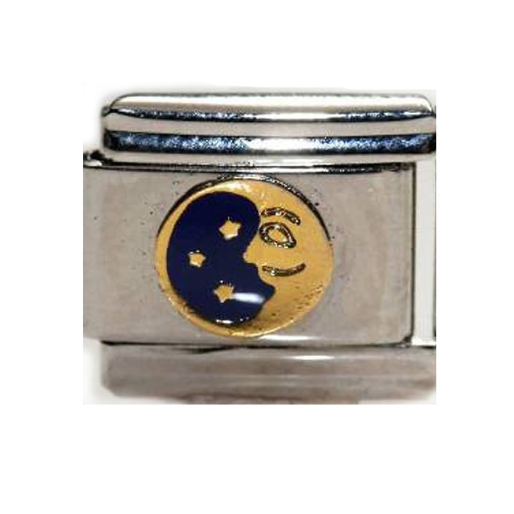 Sexy Sparkles Moon Italian Charm Link for Italian Bracelets Stainless Steel Silver Tone
