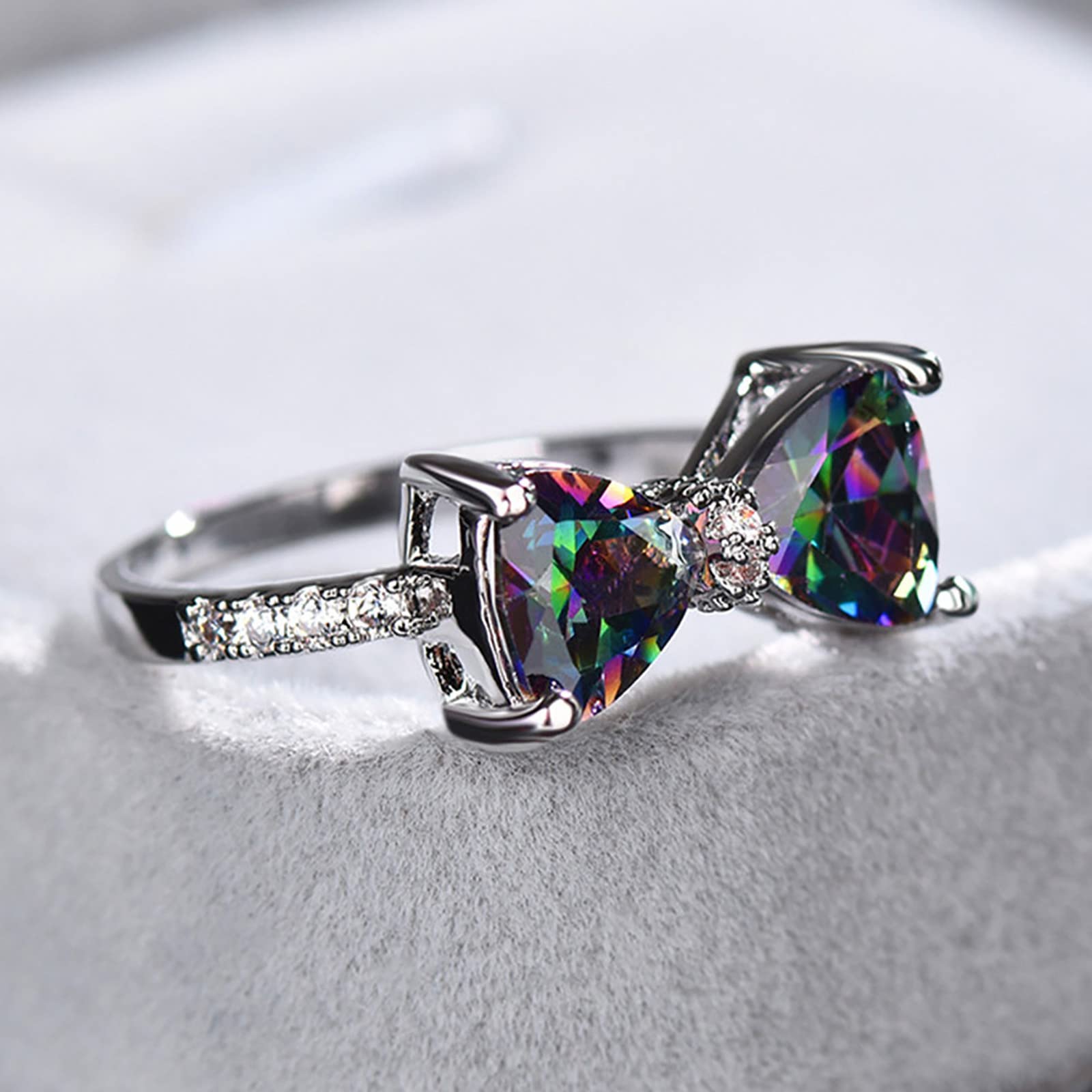 Women Fashion Colorful Butterfly Zircon Promise Rings Inlaid Diamond Ring Size 6-10, Stackable Engagement Sterling Silver Ring Anniversary Band