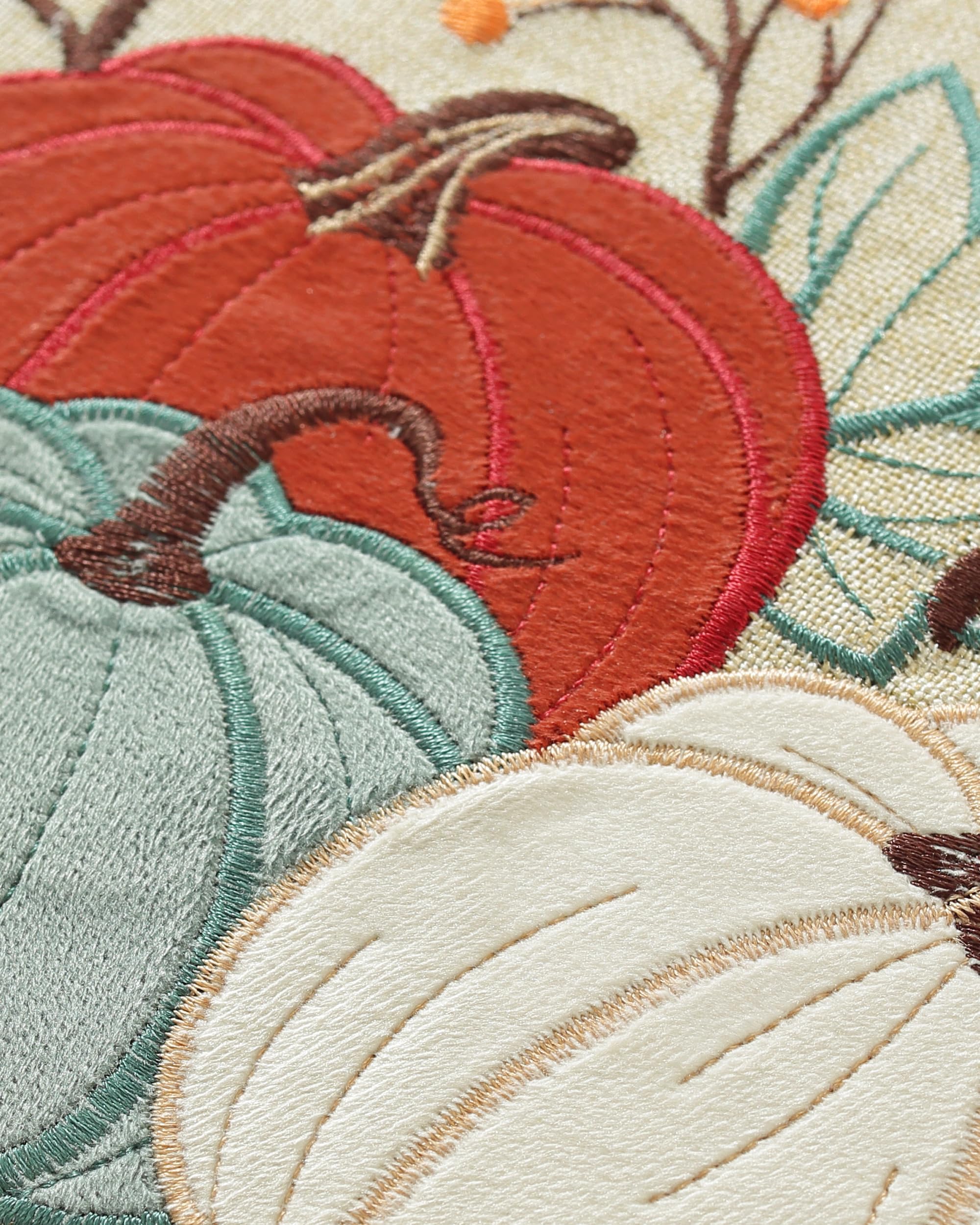 Thanksgiving Table Runner Fall Decorations for Home Fall Table Runner with Embroidered Velvet Pumpkins Maple Leaf. Halloween/ Christmas Table Decorations for Kitchen Dining Harvest Party Decor