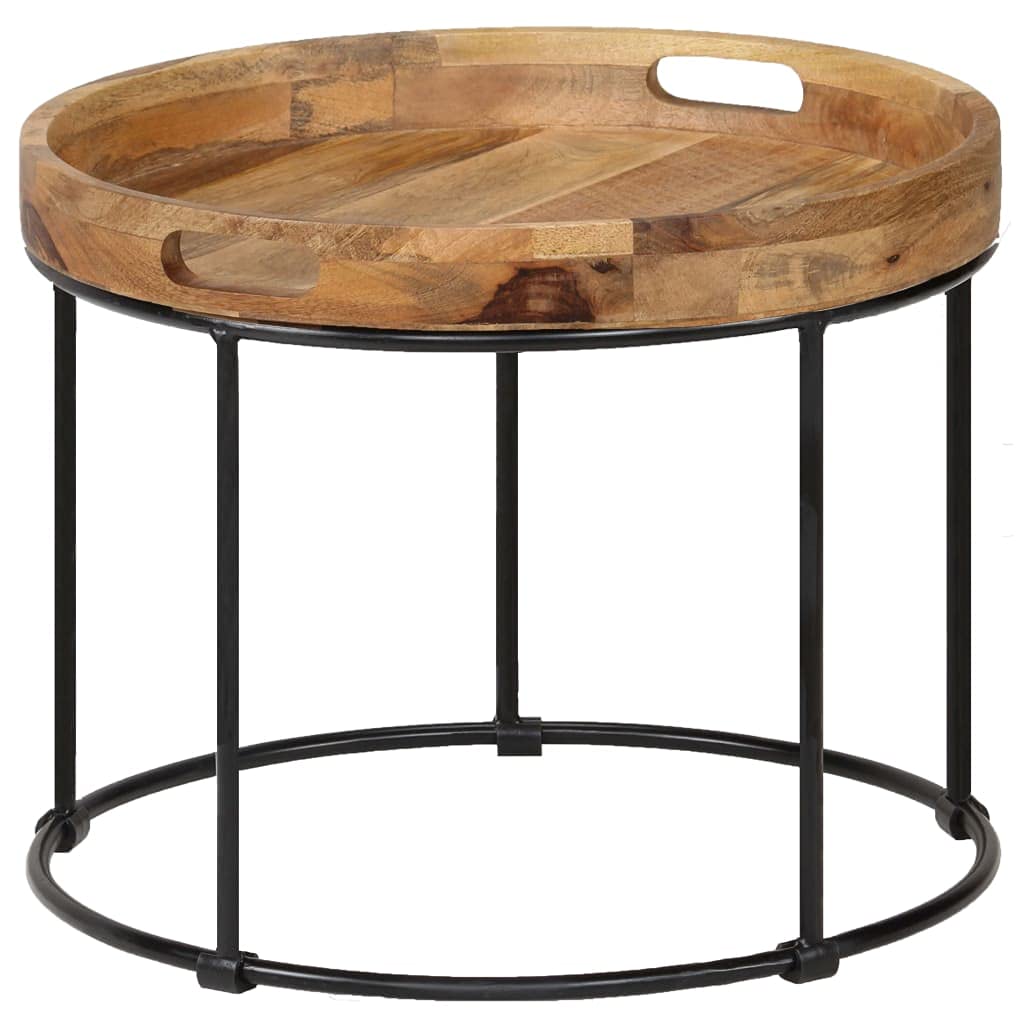 QJBSAVVA Coffee Table Solid Mange Wood and Steel 19.7"x15.7",Entrance Table Tray Tables Center Table Low Table Suitable for Meeting Rooms, Reception Rooms, Offices