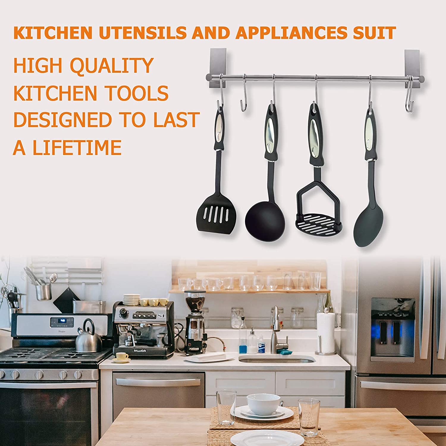 Stainless Steel 12 Sets Kitchen Utensil Set, Nylon and Stainless Steel Nonstick Kitchen Utensils Kitchen Gadgets Kitchen Tool Set Pans Accessories