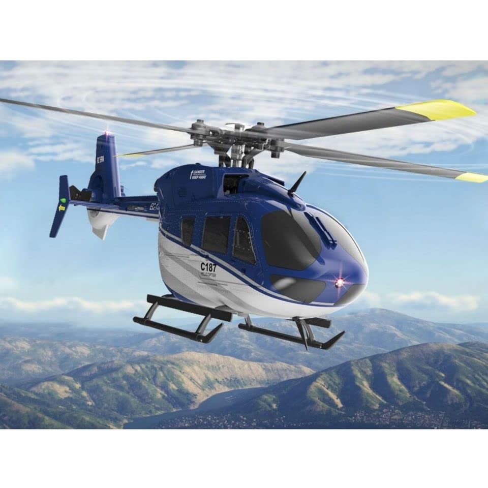RC Helicopter Model YUXIANG EC-135 100 Size 4CH 6-Axis Gyro Stabilized Scale RC Helicopter RTF C187 with 2.4GHz Mode 1/Mode 2 Transmitter - YuXiang Remote Control Helicopter RTF for Beginners, Adults