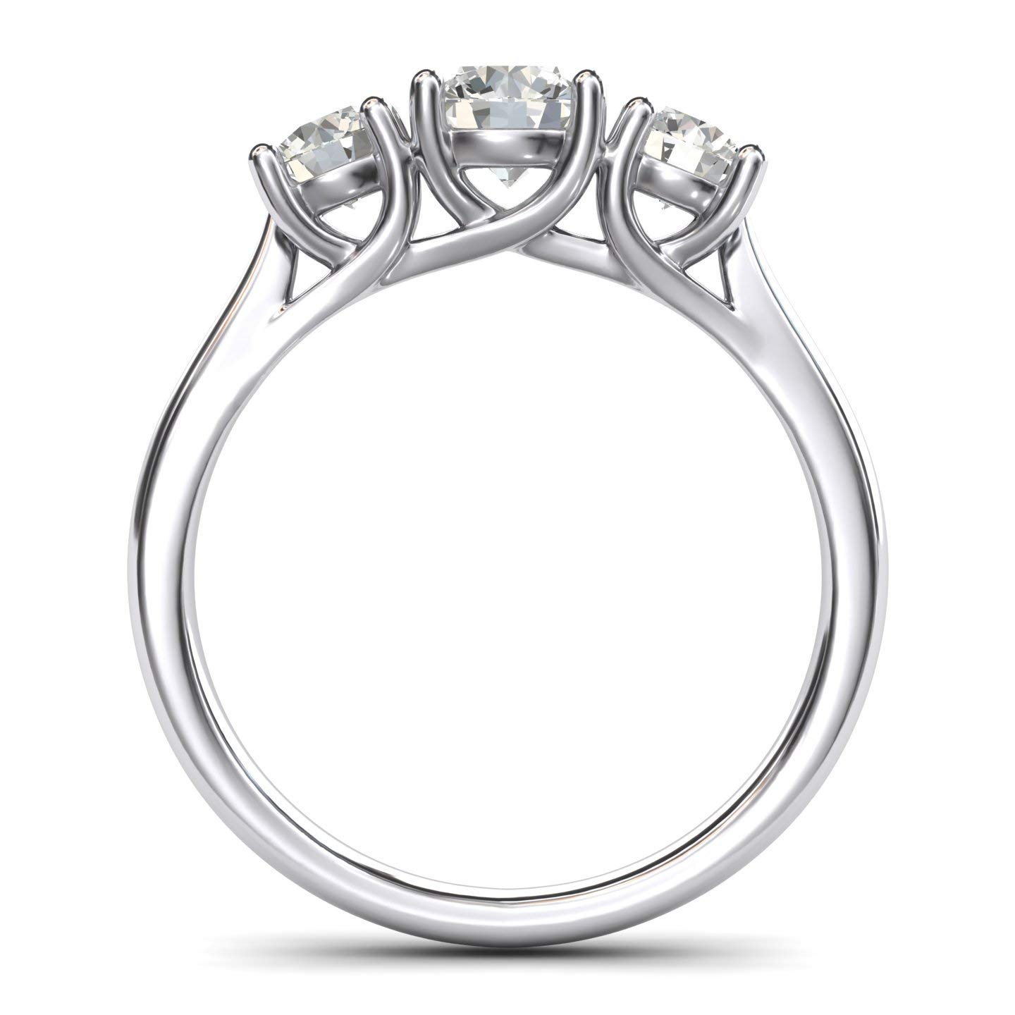 Solid Sterling Silver Three Stone Trellis Simulated Diamond Ring Promise Engagement ring 2.0ctw for Women (12)