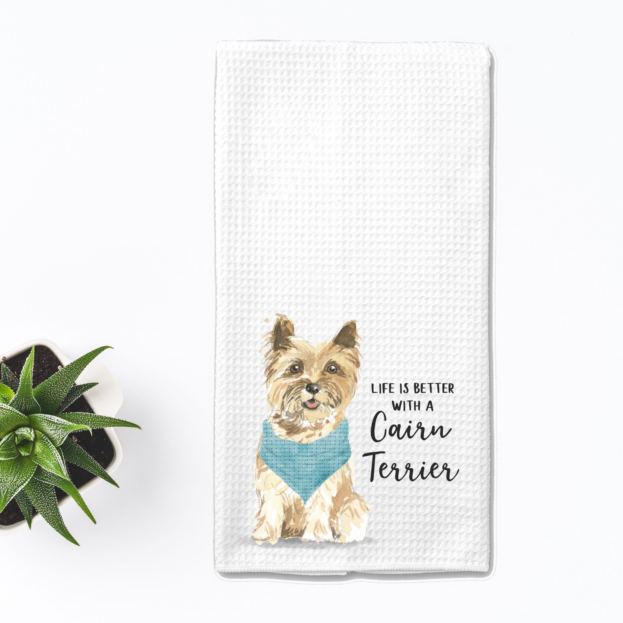 Watercolor Life is Better with a Cairn Terrier Microfiber Kitchen Tea Bar Towel Gift for Animal Dog Lover