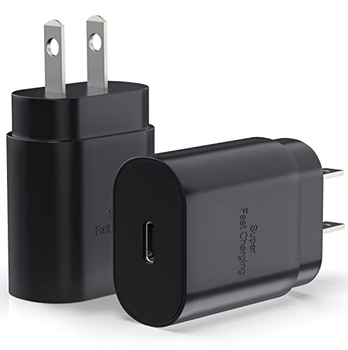 USB C Charger Block 25W PD Super Fast Charger Type C Plug Wall Adapter Quick Charging for Samsung Galaxy S24/S23/S22/S21/S20/ Z Fold 3/4/5/iPhone14/iPad/Tablet/Watch-2Pack