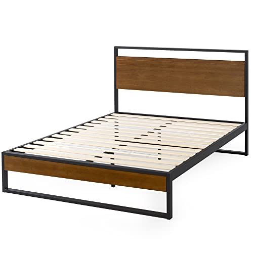 ZINUS Suzanne 44 Inch Bamboo and Metal Platform Bed Frame / Solid Steel Construction / No Box Spring Needed / Wood Slat Support / Easy Assembly, Chestnut Brown, Full