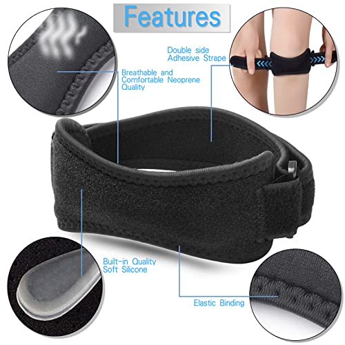 WOPOKY Patella Tendon Knee Strap, Knee Pain Relief for Torn Meniscus ACL MCL Arthritis Tendonitis, Knee Brace Support for Working Out Weightlifting Squats Running Jumpers Tennis. (2 Pack)