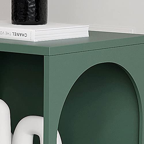 Sofa Side Table Couch Table Green Night Stand End Table with 2 Tier Storage Shelf Farmhouse Sofa Side Table for Small Spaces, Bedside Table for Living Room Bedroom, Stable Metal Frame End Table Coffe