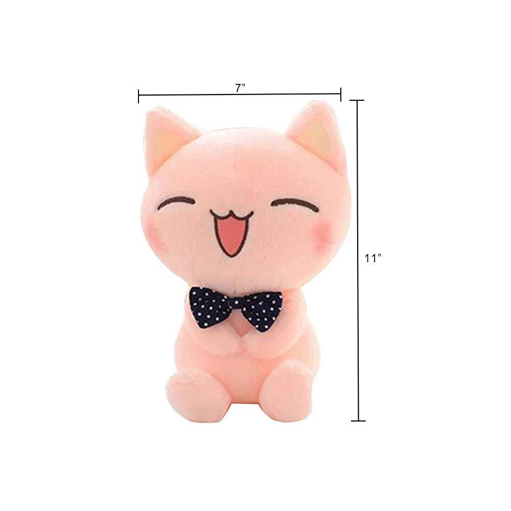 Soft Cat Plush Toy Pink Stuffed Animals Plush Doll, Sitting Height 11"