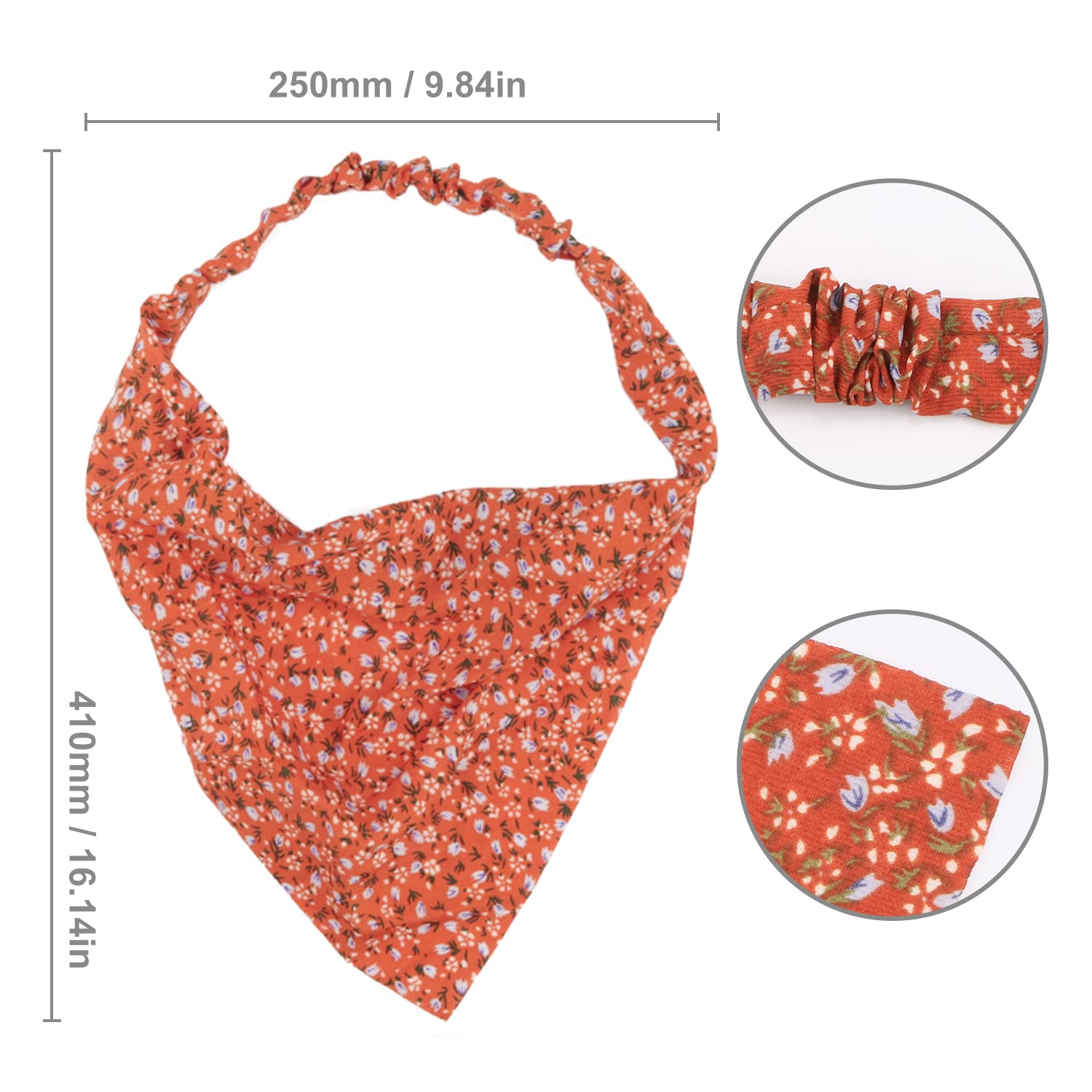 Wresty 5 Pcs Floral Hair Scarf Headband Chiffon Elastic Bandanas Triangle Hairband Headwear Headwrap Hair Acessories