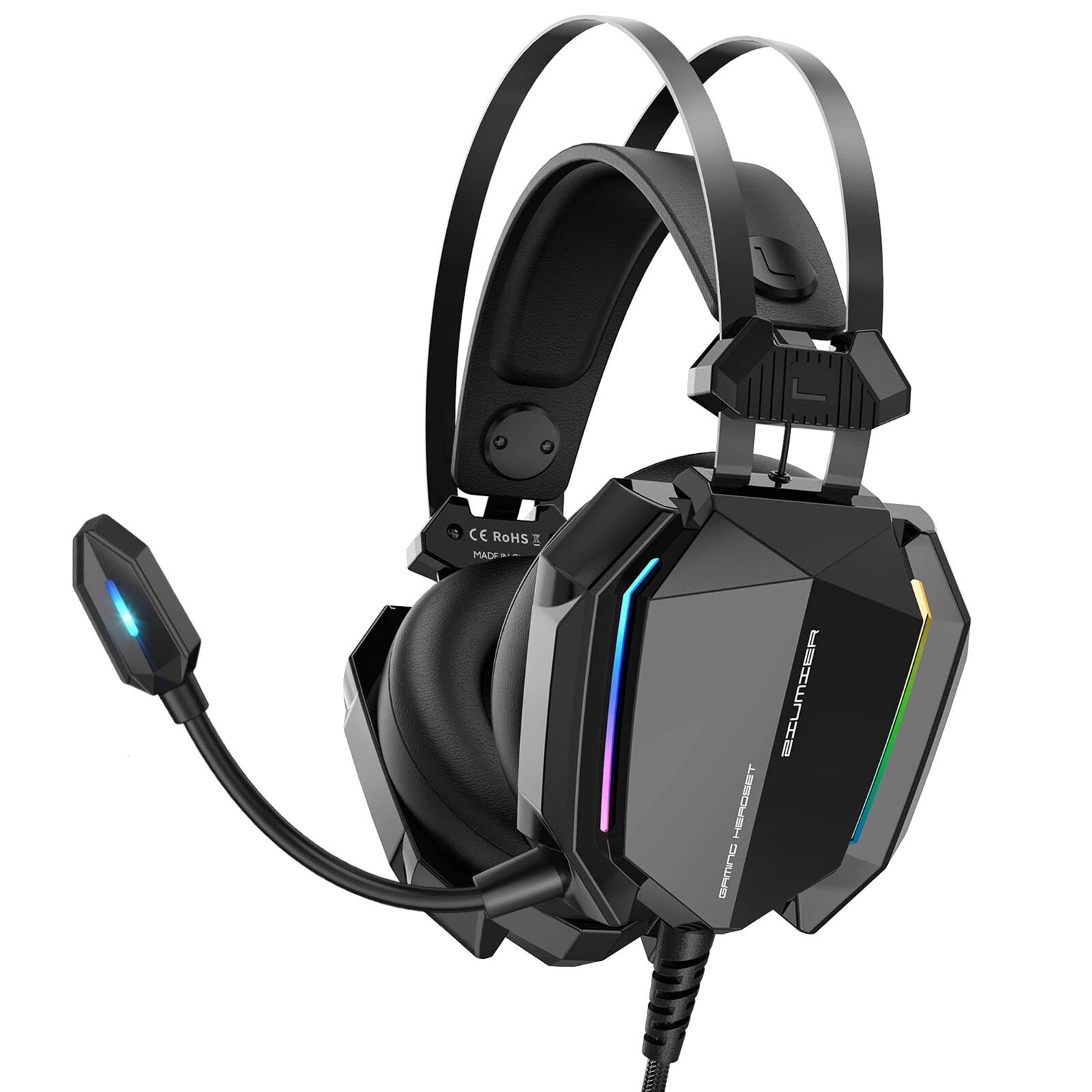 ZIUMIER Gaming Headset for PC, PS4, PS5, Xbox One, Xbox Series X & S, Switch, Mobile, Gaming Headphones with Microphone, 3.5 mm Audio Jack, Noise Isolating Mic, Bass Surround Sound