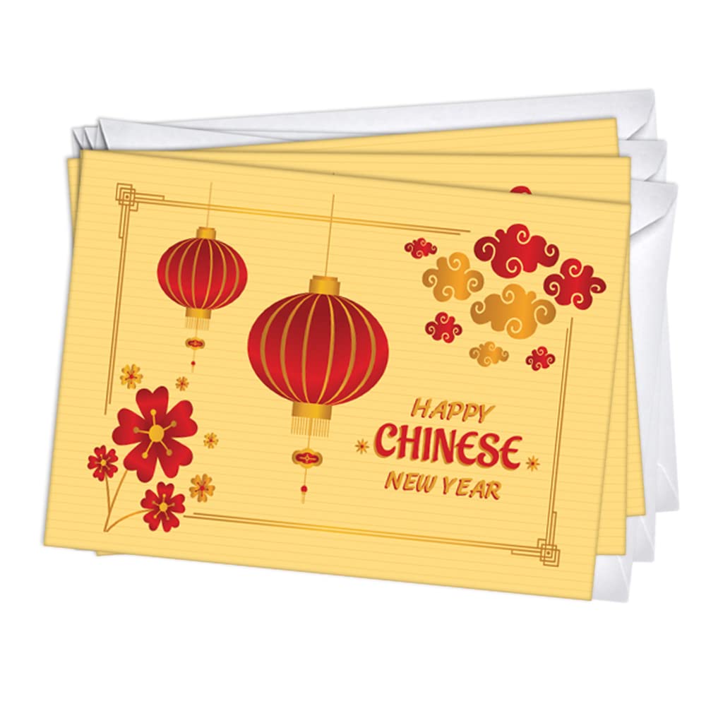 Wright Home & Gift Year Of The Tiger Chinese New Year Greeting Cards | 10 Pack Bulk Set + 10 Envelopes (5x7)