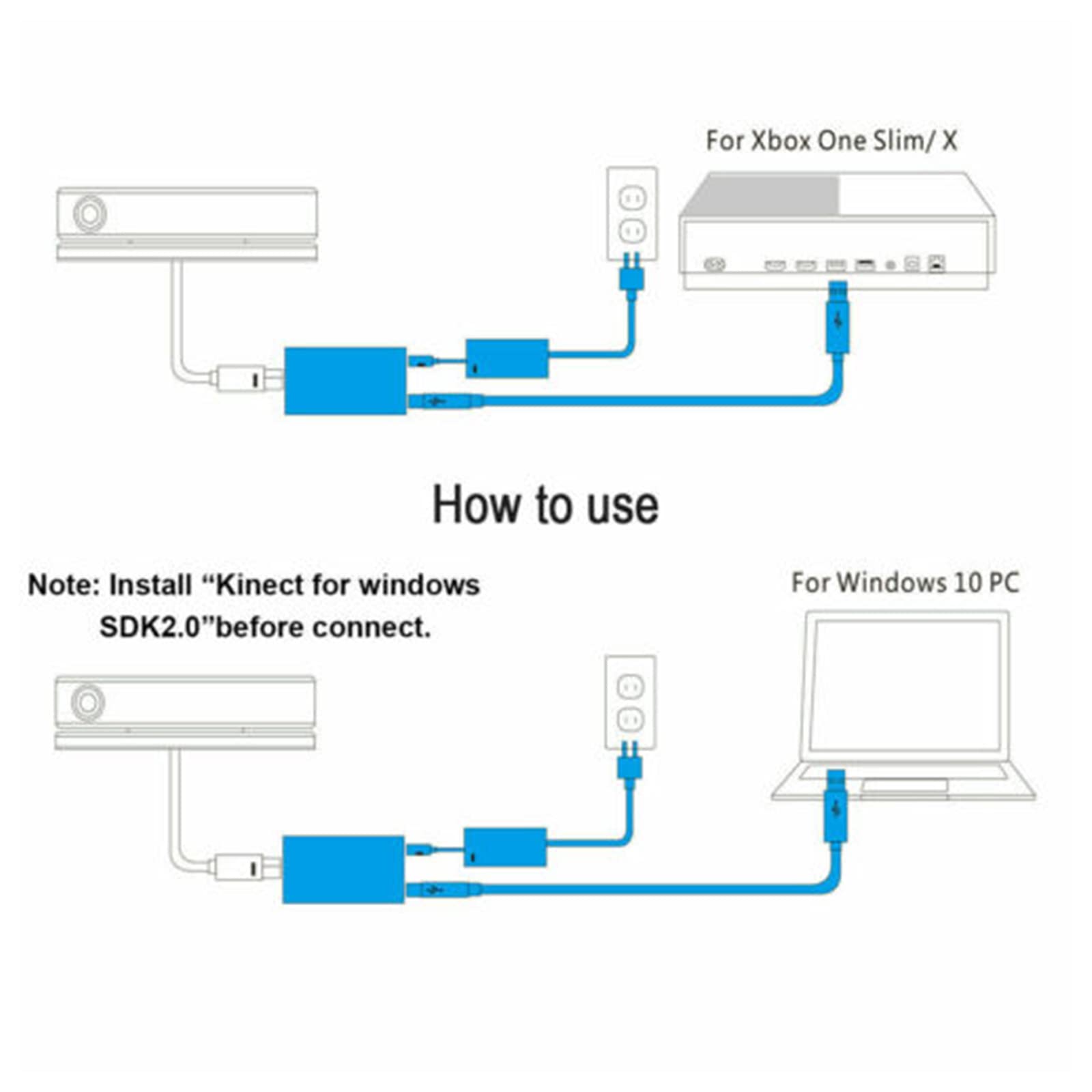 Suprafive Kinect Adapter Motion Camera for Xbox One S Xbox One X and Windows PC New Great