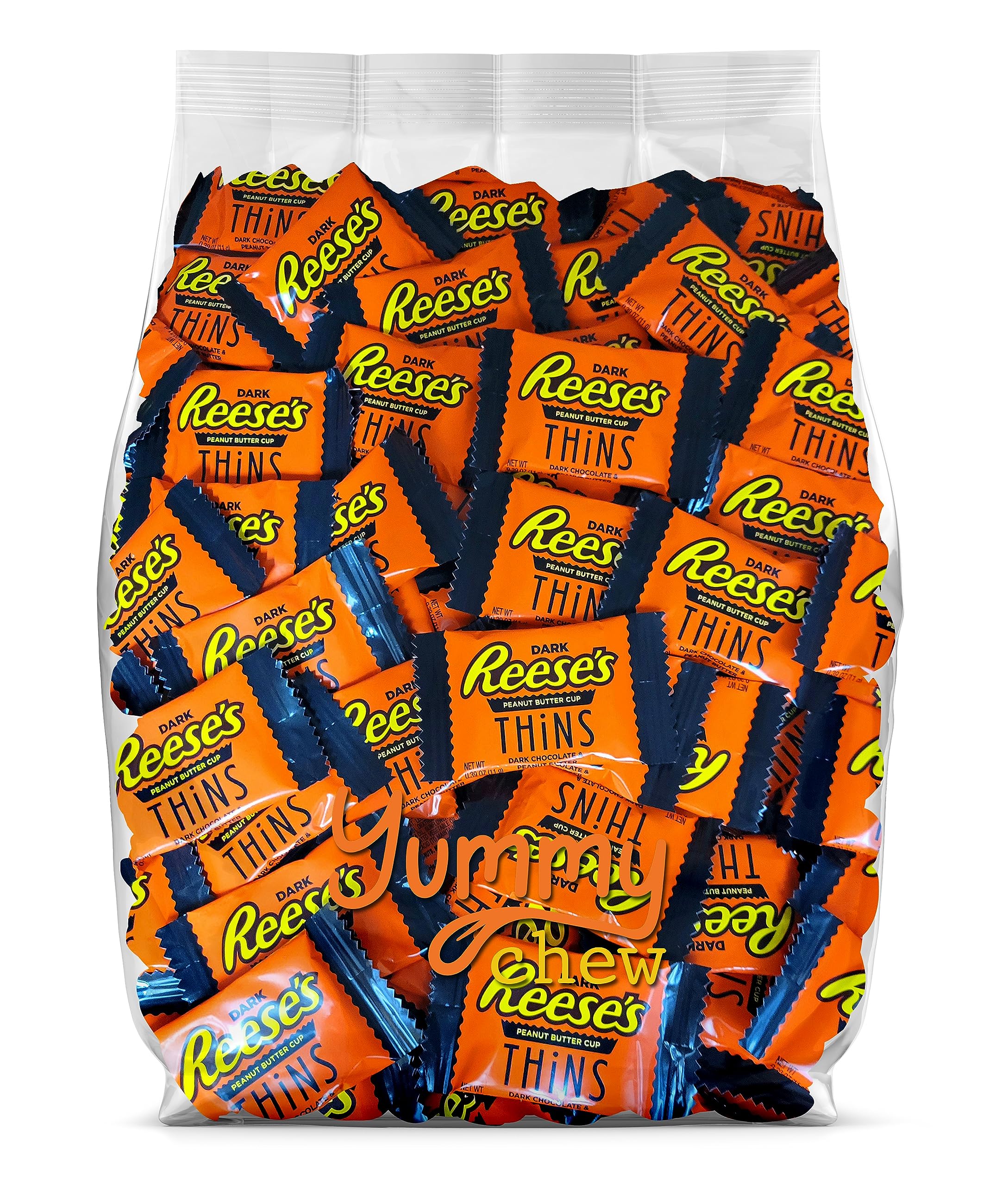 ReesesThins Dark Chocolate Peanut Butter Cups Candy - Peanut Butter Dark Chocolate Candy - 110 Individually Wrapped Pieces β 3lb Bulk Party Pack