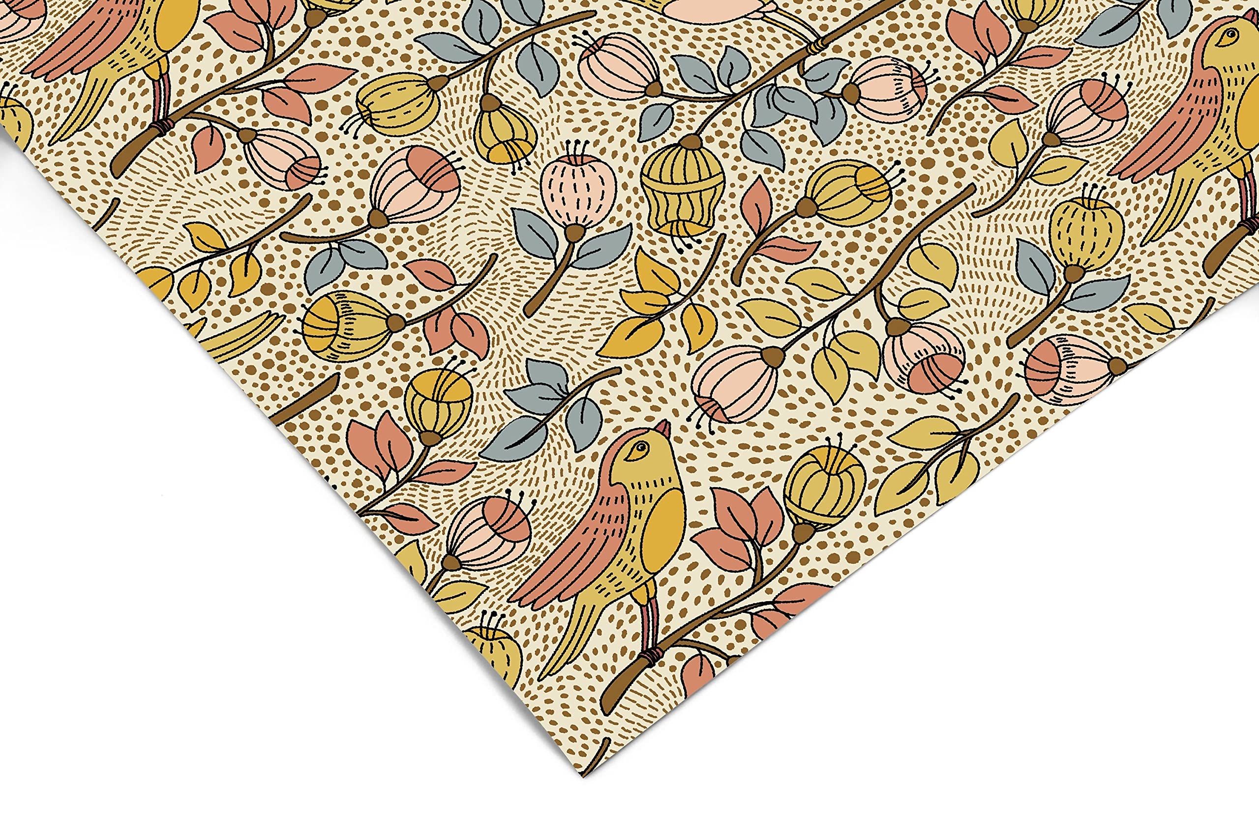 Vintage Floral Bird Contact Paper | Peel And Stick Paper | Shelf Liner | Drawer Liner 1438 12in x 24in (2ft)