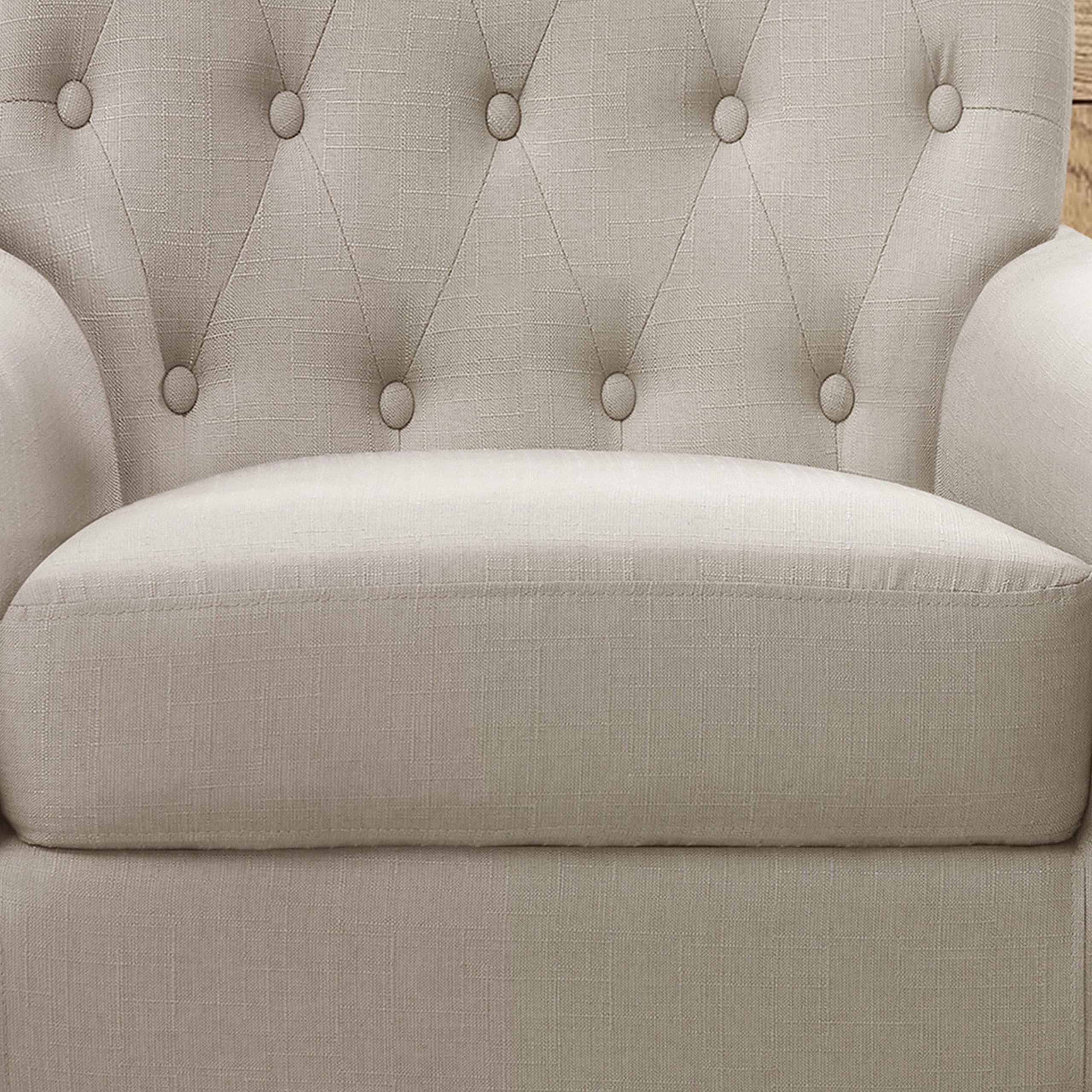 Rosevera Rylee 30”Accent Fabric Upholstered Arm Tufted Comfy for Reading in Bedroom,Living Room, Sofa Chair,Armchair for Small Space,Wood Legs, Standard, Beige