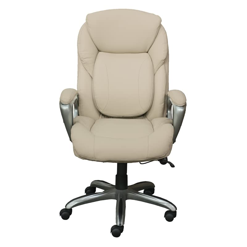 Serta My Fit Executive Office Adjustable Ergonomic Chair with Layered Cushions, Bonded Leather, 360 Motion Support, Ivory