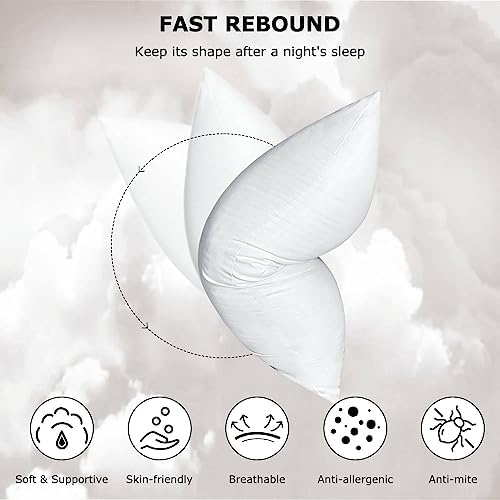 Sofslee Pillows Queen Size Set of 2, Bed Pillows for Sleeping, Queen Pillows 2 Pack for Back, Stomach or Side Sleepers, Fluffy Cooling Hotel Pillows Down Alternative Pillows
