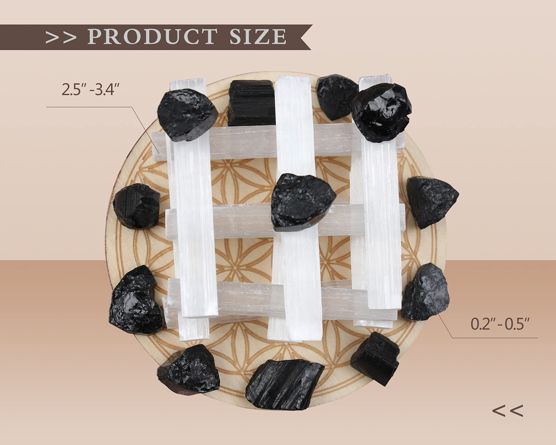 Yunoun Bulk Selenite Sticks & Black Tourmaline for Clearing Energy,Reiki,Protection Grids, Charging Healing (28 pcs)