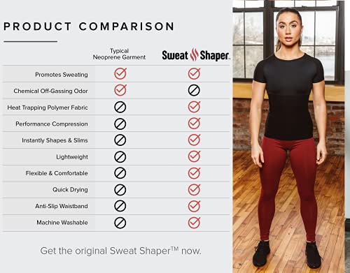 Sweat Shaper Women's Athletic Tee, Short Sleeve High-Performance Compression T-Shirt, Performance Baselayer Workout Shirt (Black, 3X-Large)