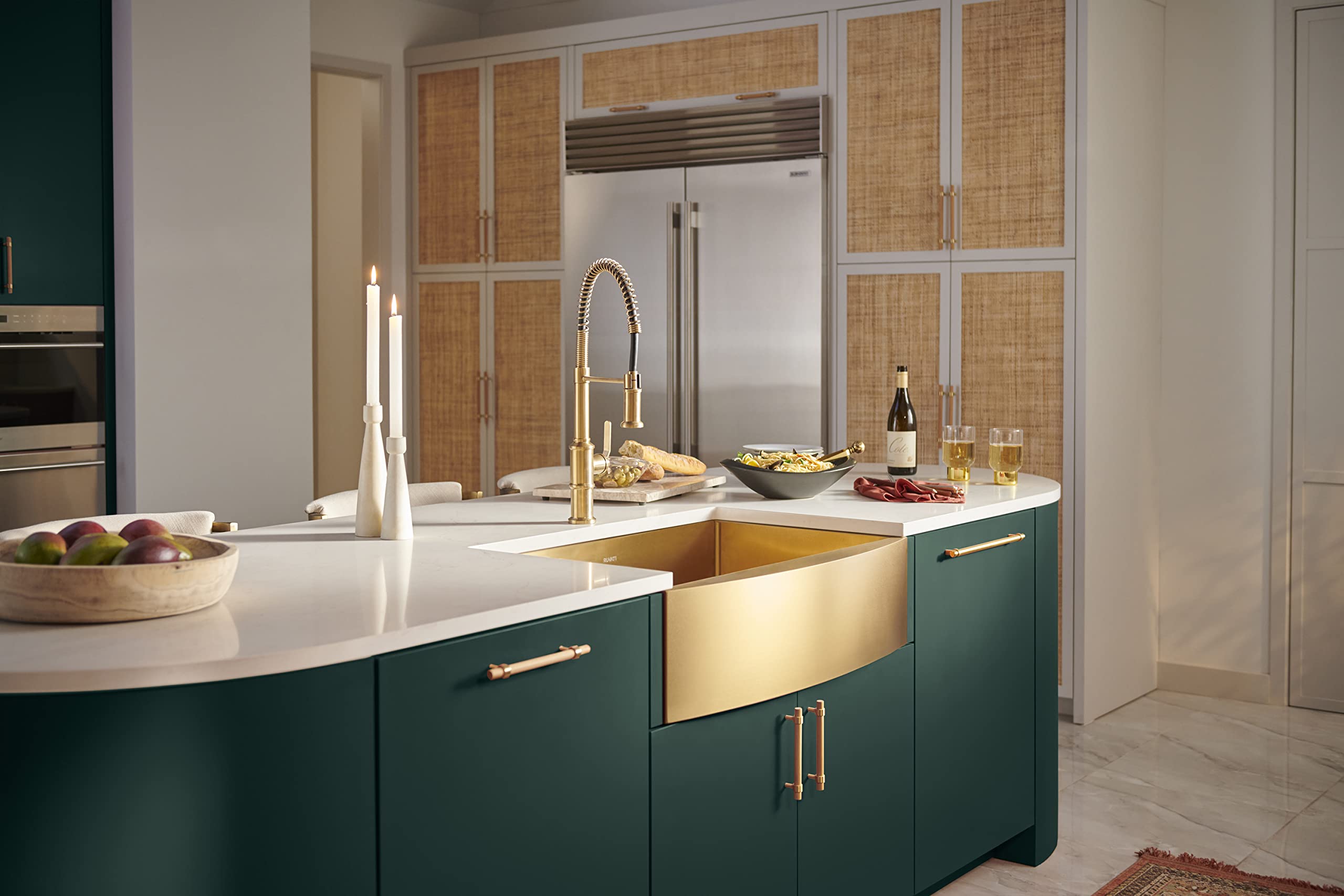 Ruvati Brass Tone 30-inch Apron-Front Matte Gold Stainless Steel Farmhouse Kitchen Sink - Single Bowl - RVH9660GG