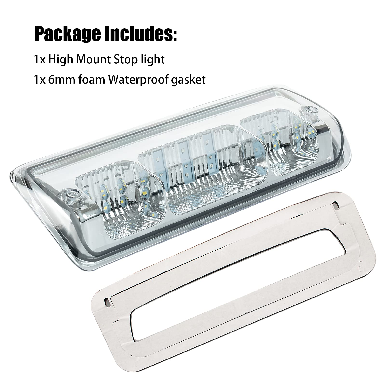 Third Brake Light for 2004-2008 Ford F150/ 2007-2010 Ford Explorer Sport Trac/ 2006-2008 Lincoln Mark, LED 3rd Brake Light Cargo Lamp High Mount Stop Light (Clear Lens)