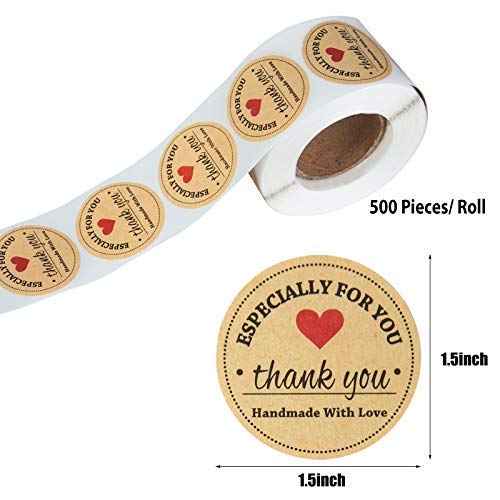 Thank You Stickers, 500 Pcs 1.5" Round Thanksgiving Stickers for Kids Gift Wrapping Decoration Cards Envelopes Merchandise Sealing Decoration