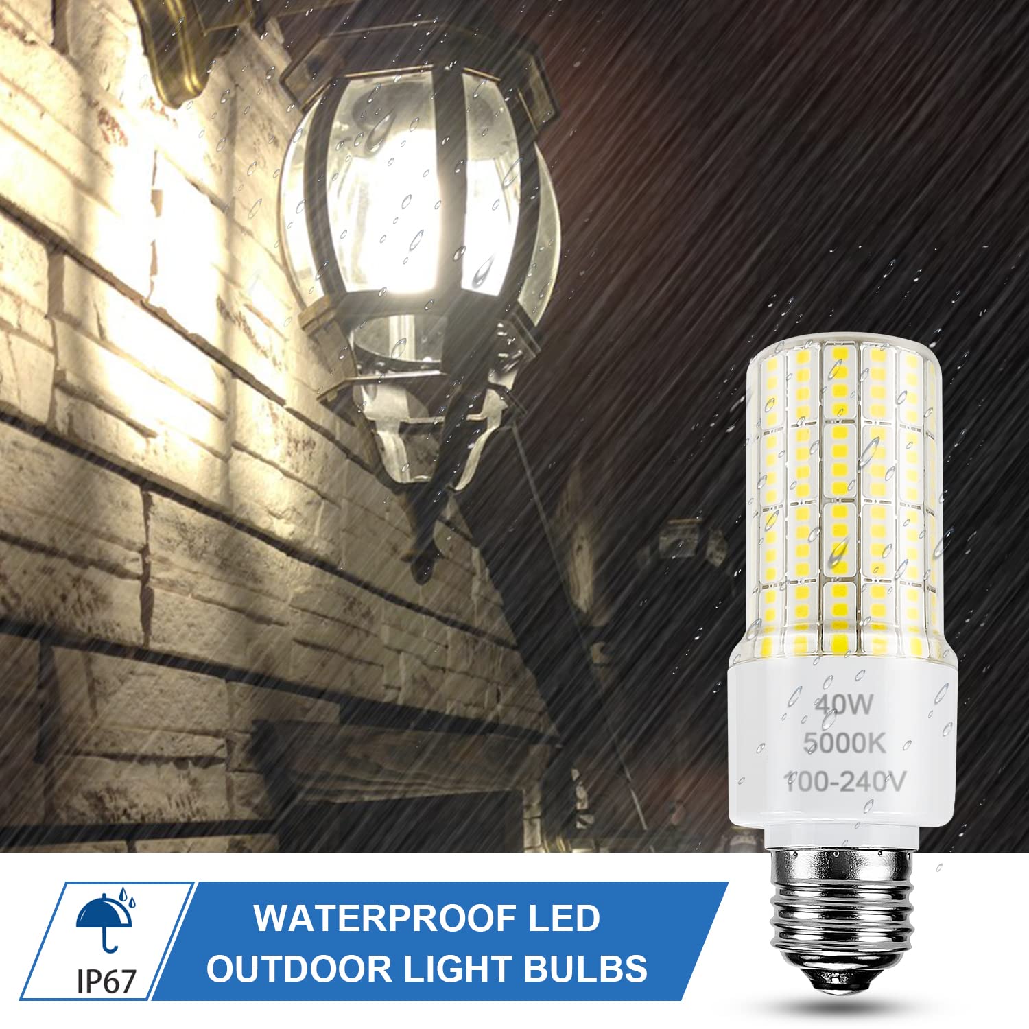 ZP 2 Pack Led Light Bulbs 5000Lm 300W Equivalent 5000K Cool Daylight White Led Bulbs E26/E27 Medium Base Led Corn Light Bulb for Outdoor Indoor Lamp Bedroom Chandelier Balcony Office Garage Warehouse