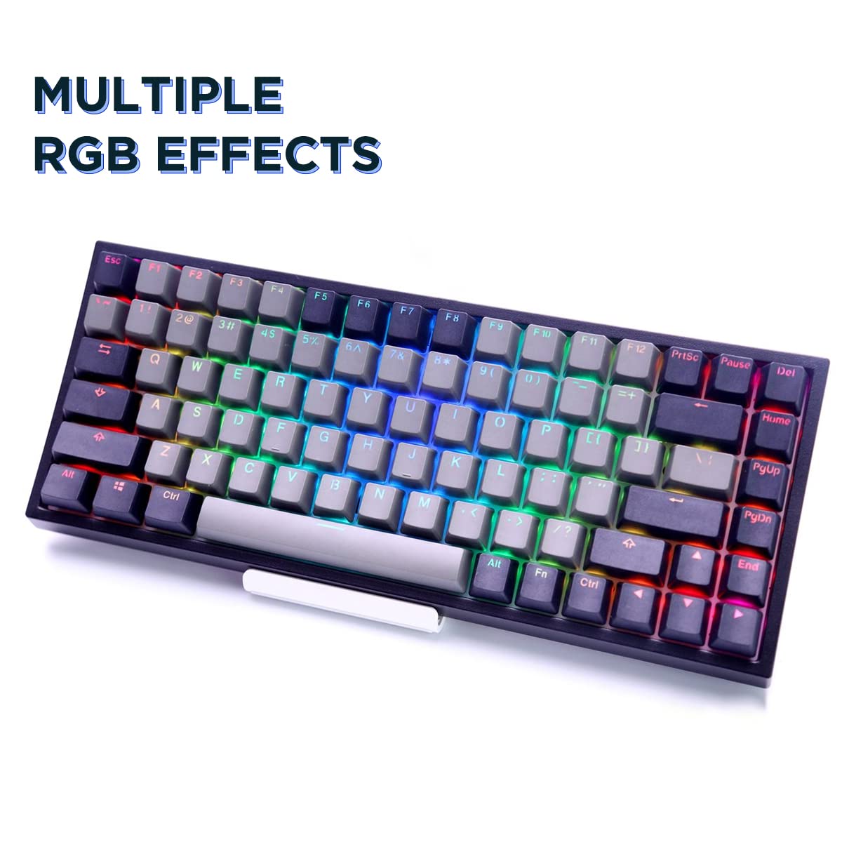 YUNZII KC84 84 Keys Hot Swappable Wired Mechanical Keyboard with PBT Dye-subbed Keycaps, Programmable, RGB,NKRO,Type-C Cable for Win/Mac/Gaming/Typist (Gateron Brown Switch, Black)