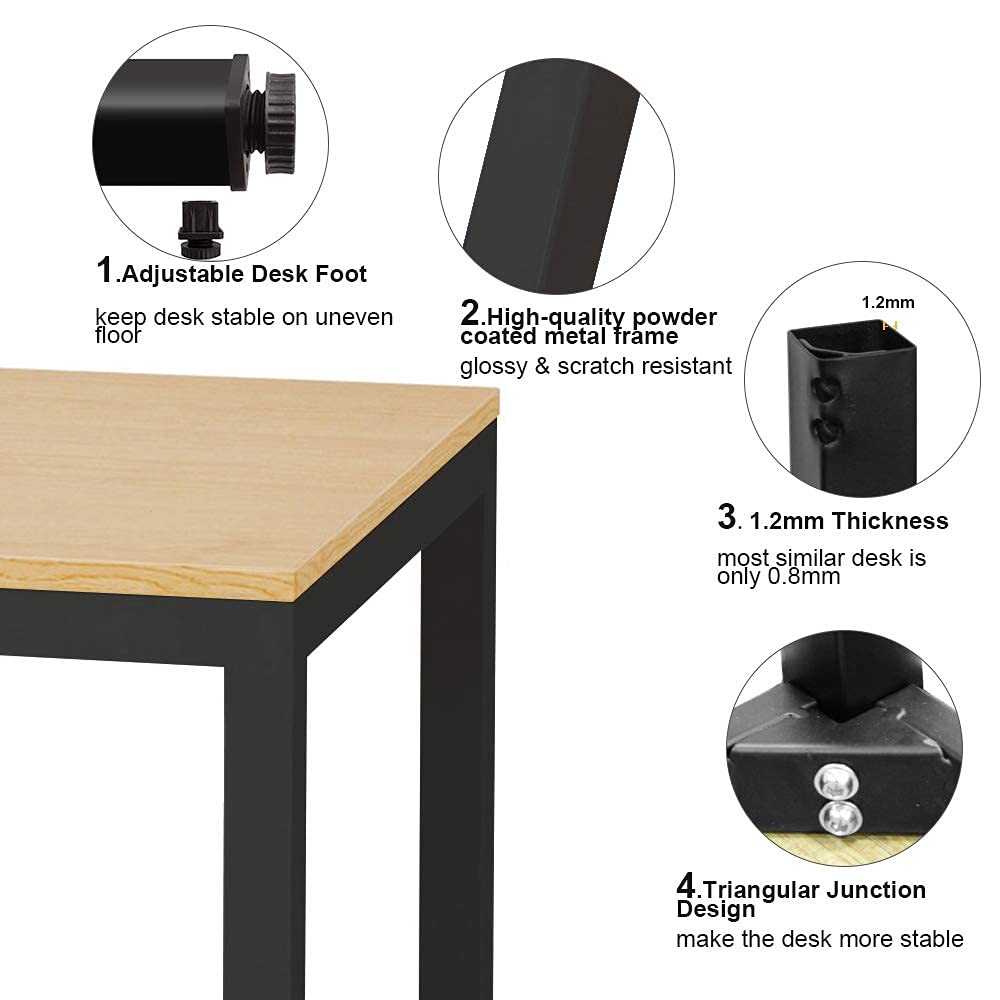 sogesfurniture 63 inches Large Size Office Desk Computer Desk Gaming Desk Computer Table Sturdy Writing Workstation for Home Office,Oak BHUS-GCP2AC3-160OA