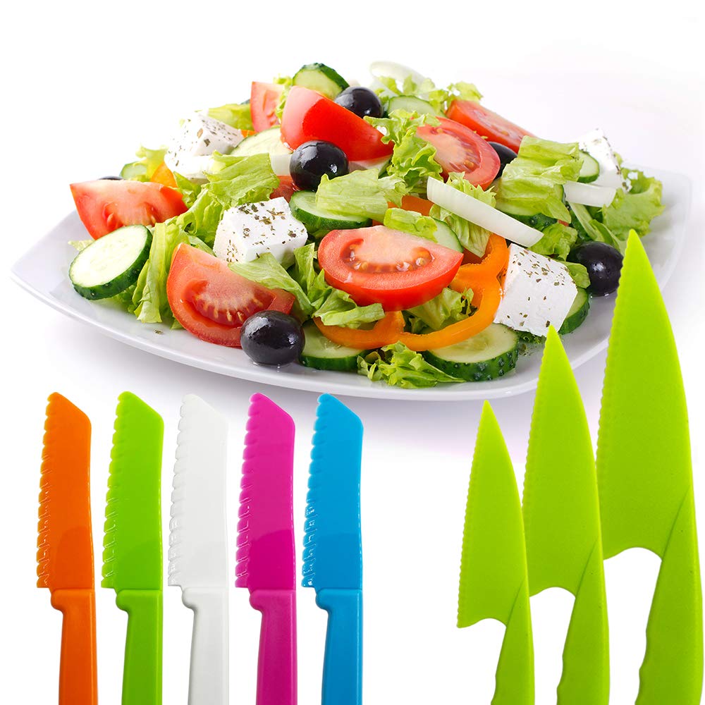Sonku 10 Packs Kitchen Knife Set, Cooking Knives with Cutting Boards for Kids and Adults -Multi Colors