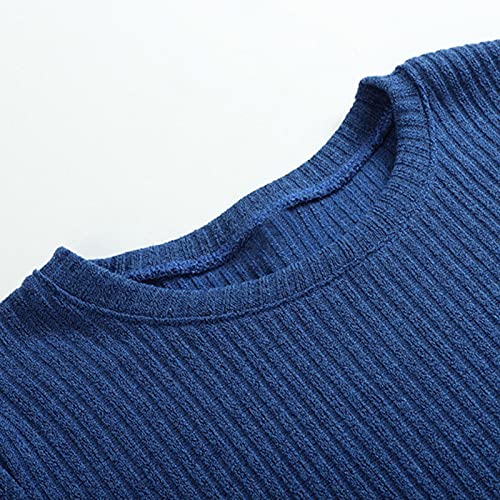 Women's Sweater Dress Side Split Button Mini Wrap Dress Solid Color Long Sleeve Ribbed Crew Neck Slim Dress