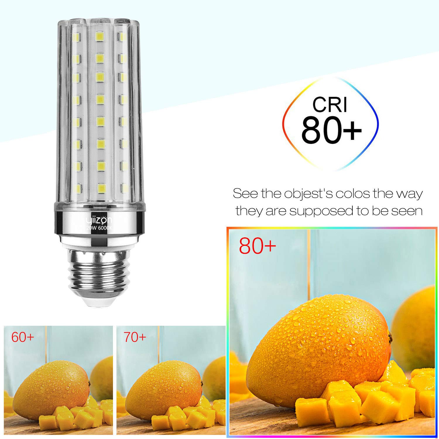 YIIZON LED Corn Bulbs, E26, 20W, Equivalent to 150 W Incandescent Light Bulbs, 6000K Daylight White, 2000LM, E26 Edison Screw Light Bulbs,Non-dimmable Candelabra LED Light Bulbs 4 Pack