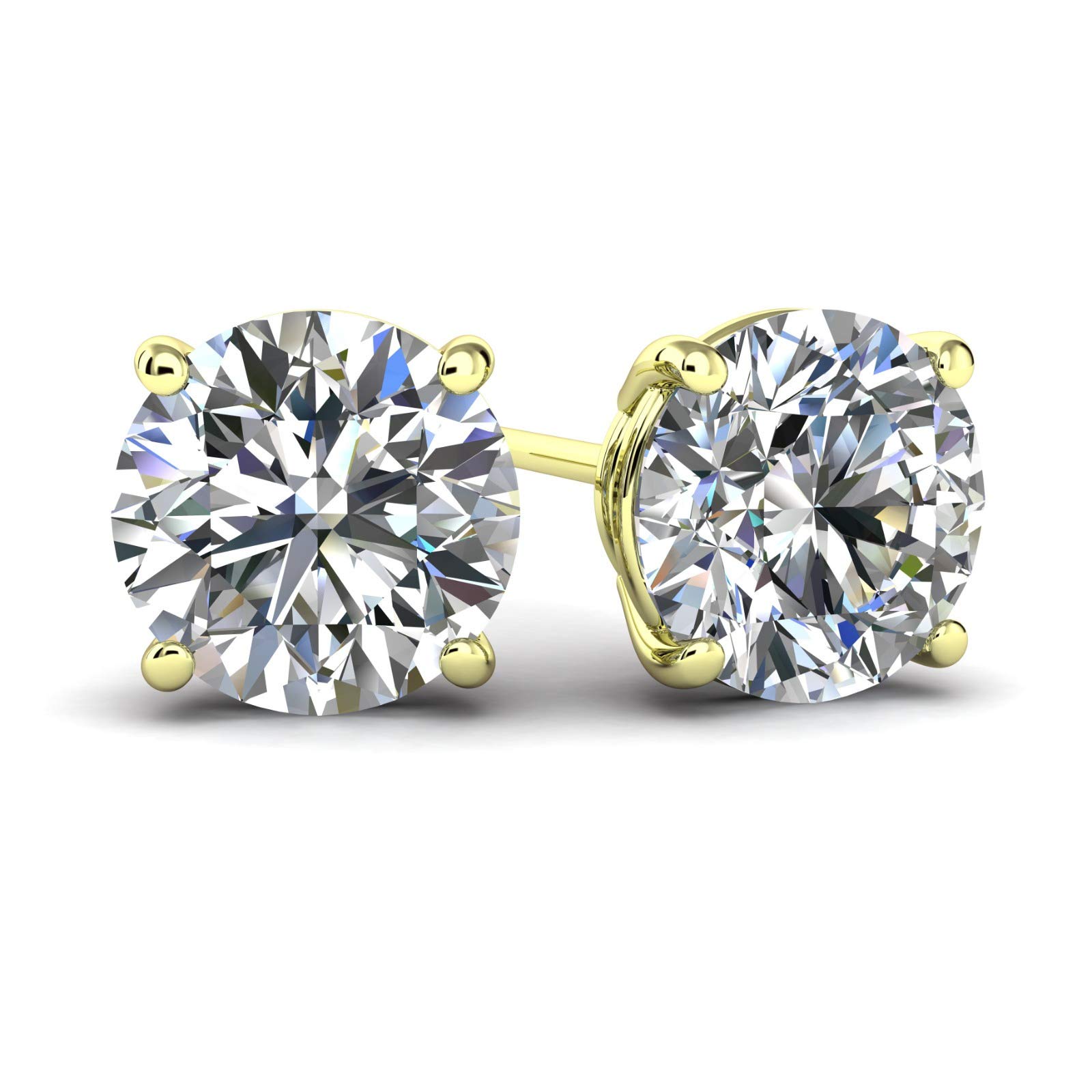 Web Gems Pure Brilliance Simulated Diamond Cubic Zirconia Stud Earrings For Women – Solid 14K White Gold Post And 925 Sterling Silver Basket – Premium Quality Faux Diamond Stud – 8mm