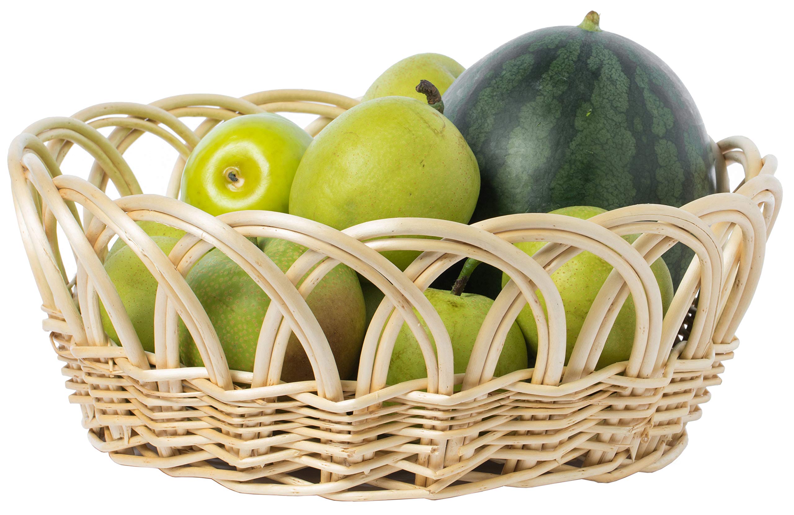 Vintiquewise 16 Inch Decorative Round Fruit Bowl Bread Basket Serving Tray, Large