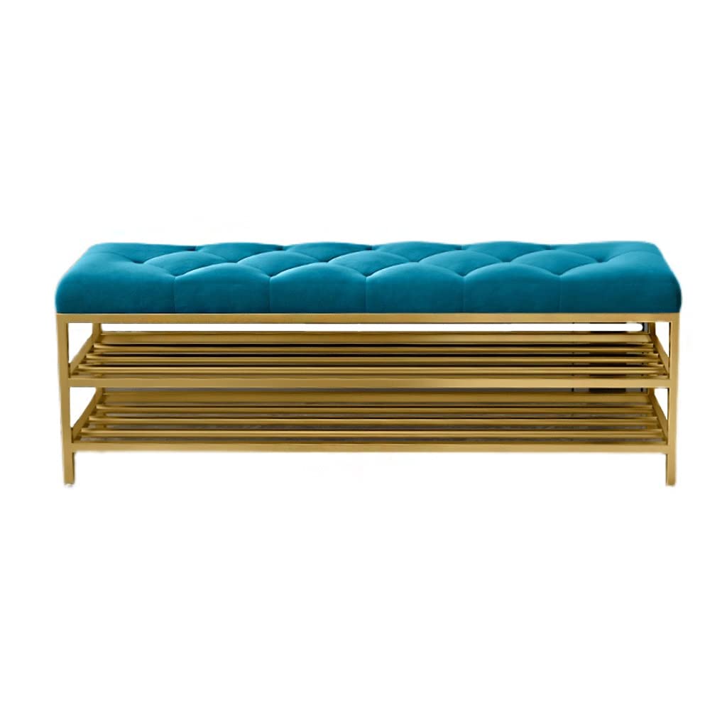 PONNYC Classic Nordic Creative Home Shoe Rack Bench Storage Shoe Stool Rack Metal Base Suitable for Living Room Entrance Corner Corridor