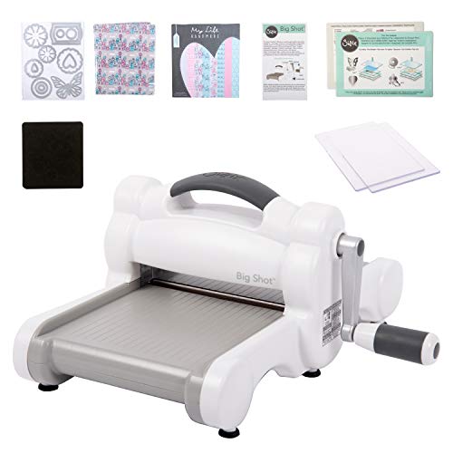 Sizzix Big Shot Starter Kit-White & Gray-UK Version ft. MLH, Plastic/Steel/Rubber, Multi-Colour, 41.7 x 29 x 23.1 cm