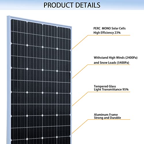 XINPUGUANG Solar Panel 200W 12V Monocrystalline PV Module Power Charger for RV Boat Rooftop Battery and Other Off-Grid Applications (200W)