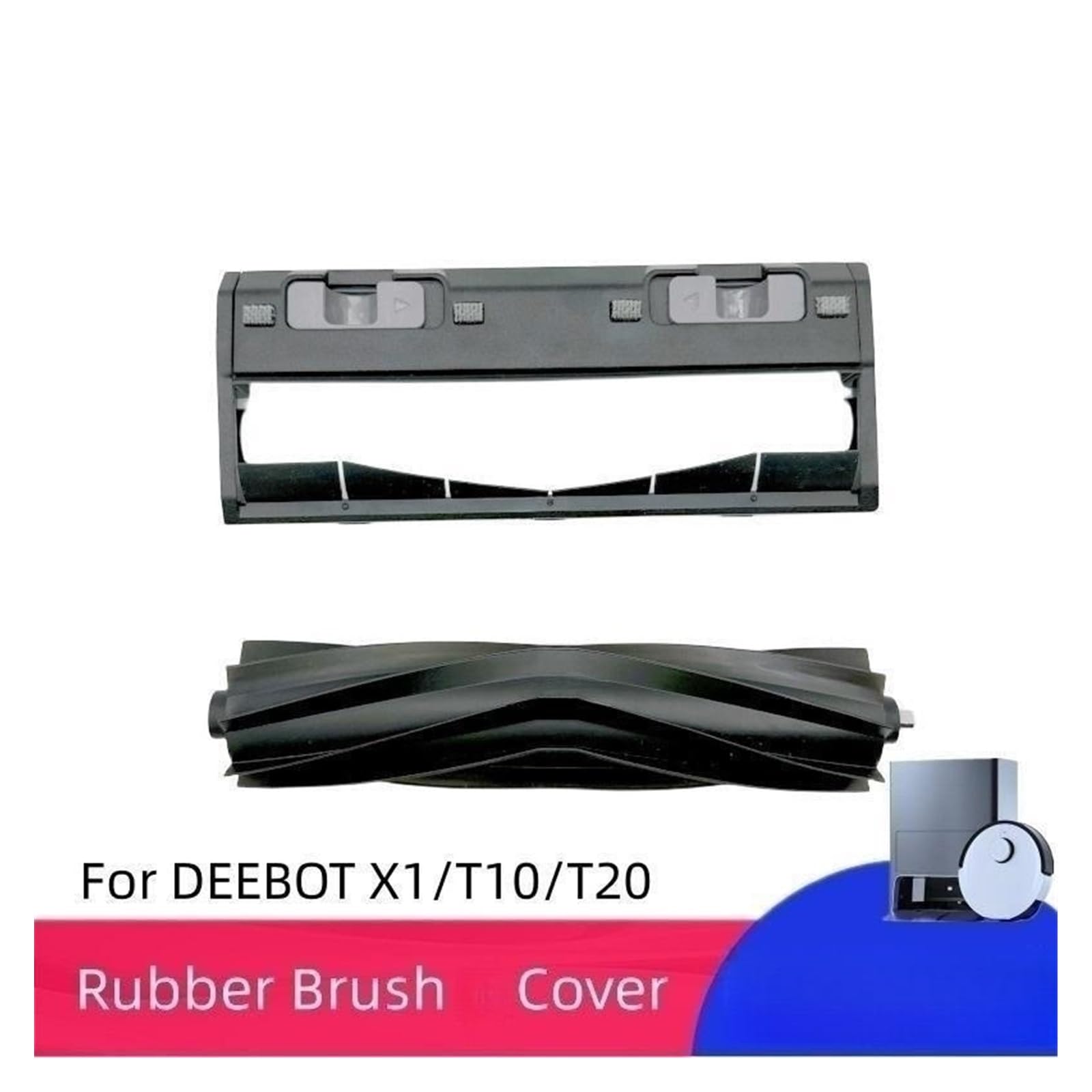 Robot Vacuum Cleaner Main Rubber Roller Brush Cover, Compatible with ECOVACS T20 X1 / T10 / T20 Pro Spare Parts