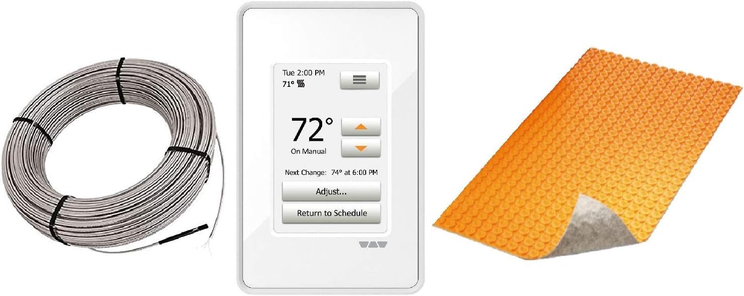 Schluter Ditra DUO Signature Floor Heating Kit -113 Square Feet- Includes WiFi Touchscreen Programmable Thermostat, DUO Membrane, Heat Cable DHEHK120113, Safe Installation Kit, Heat Enhancing Additive