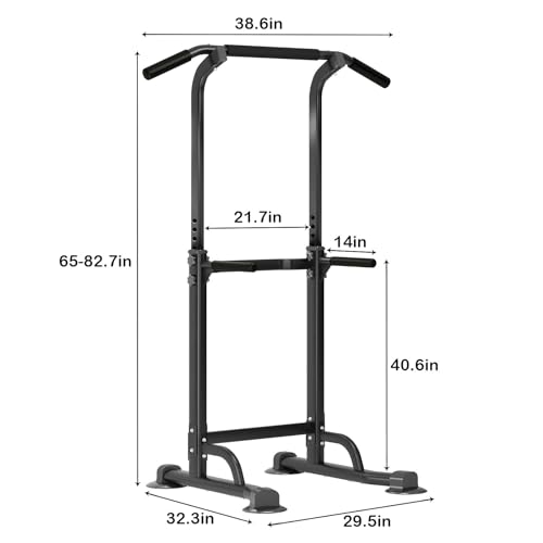 SogesPower Power Tower Dip Station Pull Up Bar for Home Gym Adjustable Height Strength Training Workout Equipment