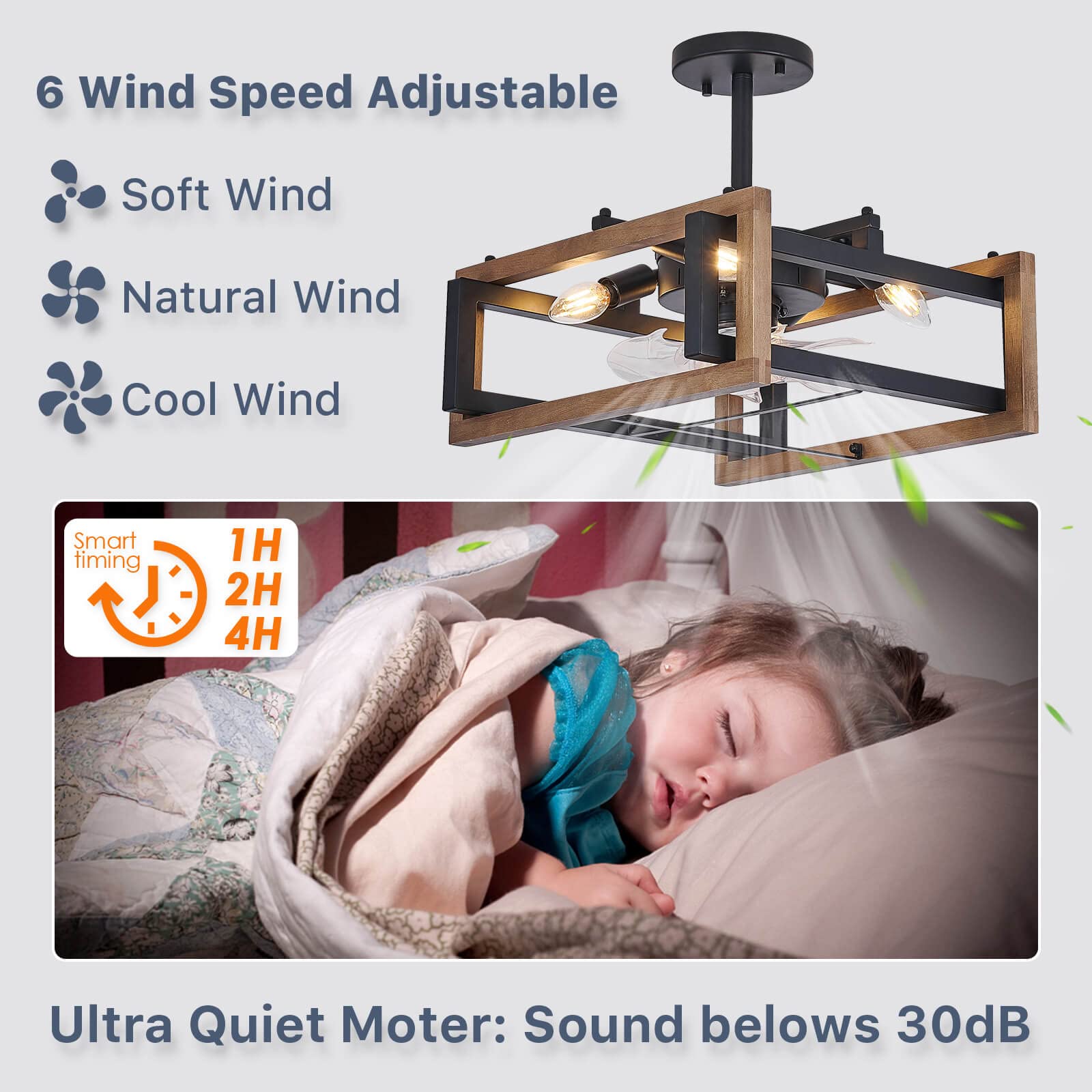 RVONOW Matte Black Bohemian Rattan Ceiling Fan with Light, 6 Wind Speed Adjustable, Reversible Motor, Timers, Remote Controlled, Energy Efficient