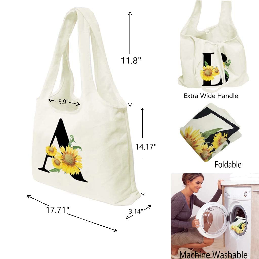 SANCABA Monogrammed Gifts for Women,Initial Tote Bag with Inner Pocket,Gift for Teacher Bridesmaid Friendship Wife,Satchel Bag