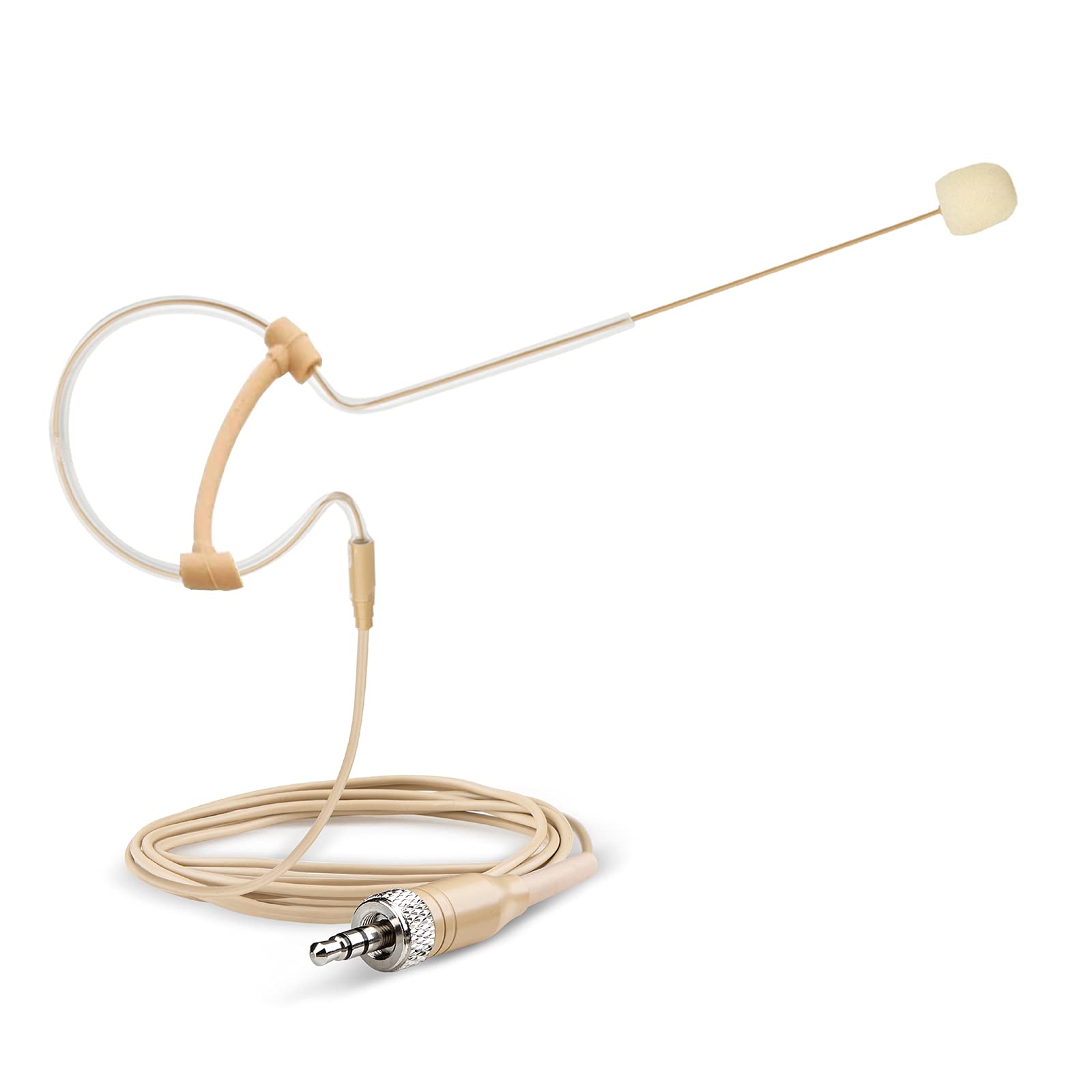 Sujeetec Headset Microphone Headworn Single Earset Over Ear Hanging Condenser Mic for Sennheiser Wireless System Bodypack Transmitter, Ideal for Singing, Churches, Stage Performance â Beige