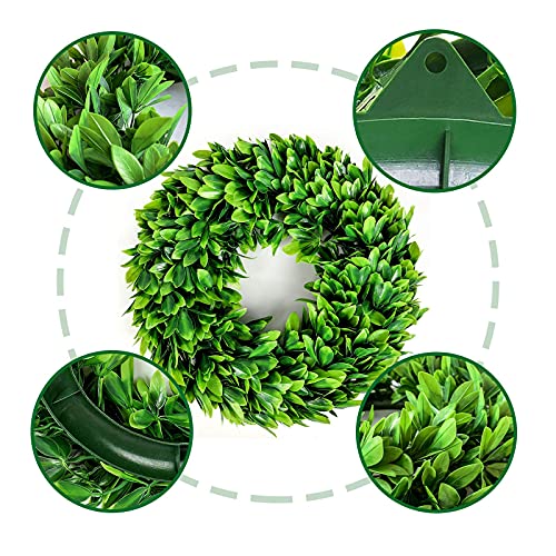 Souarts 17" Eucalyptus Wreath-Artificial Greenery Wreath Boxwood, Front Door Wreath for Indoor Outdoor Home Office Wall Wedding Holiday Decor